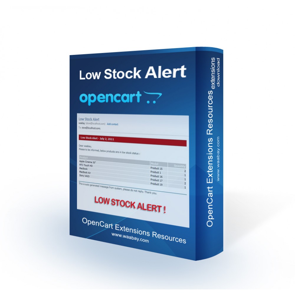 Low Stock Alert (OpenCart Addon - vQmod)