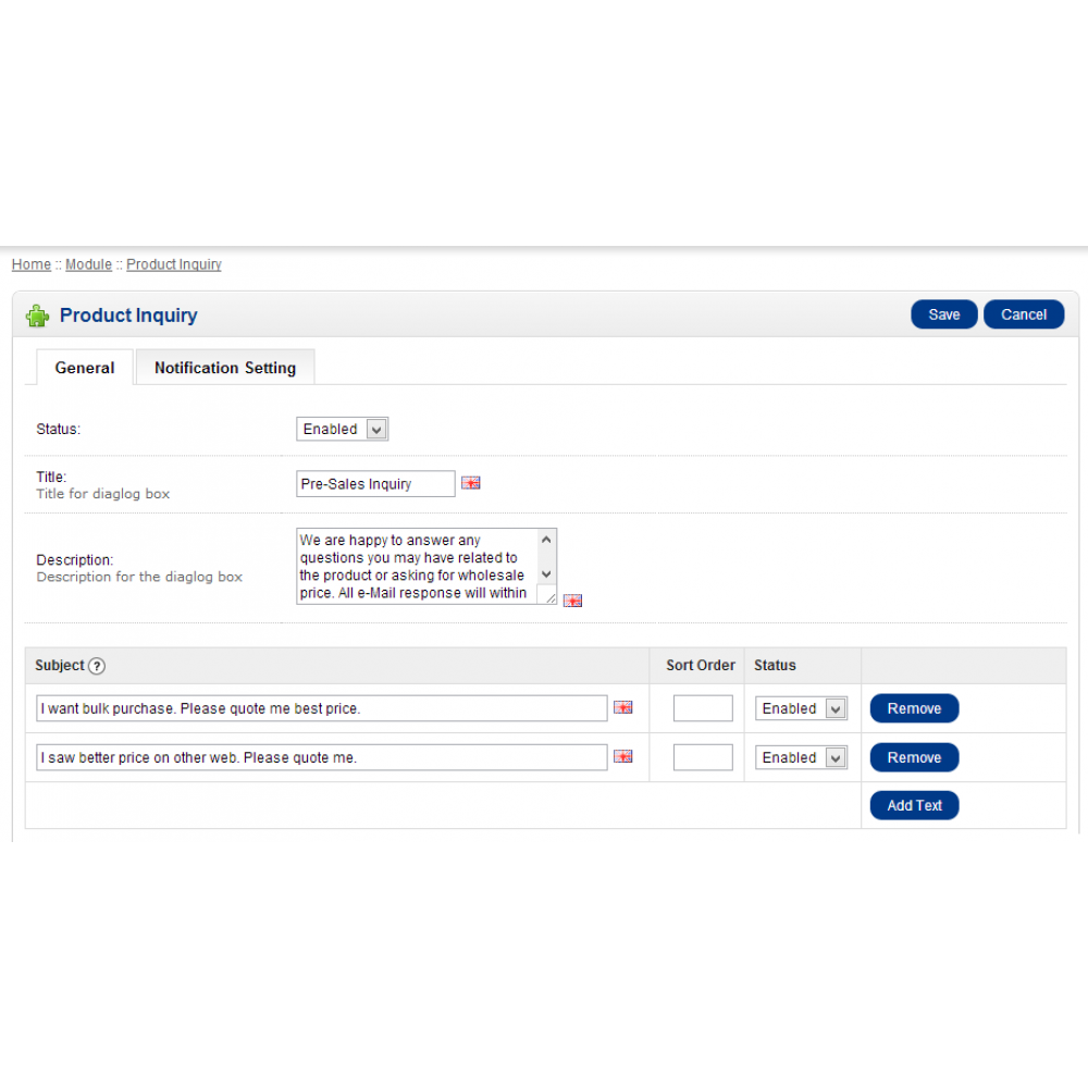 Product Inquiry (OpenCart Addon - vQmod)